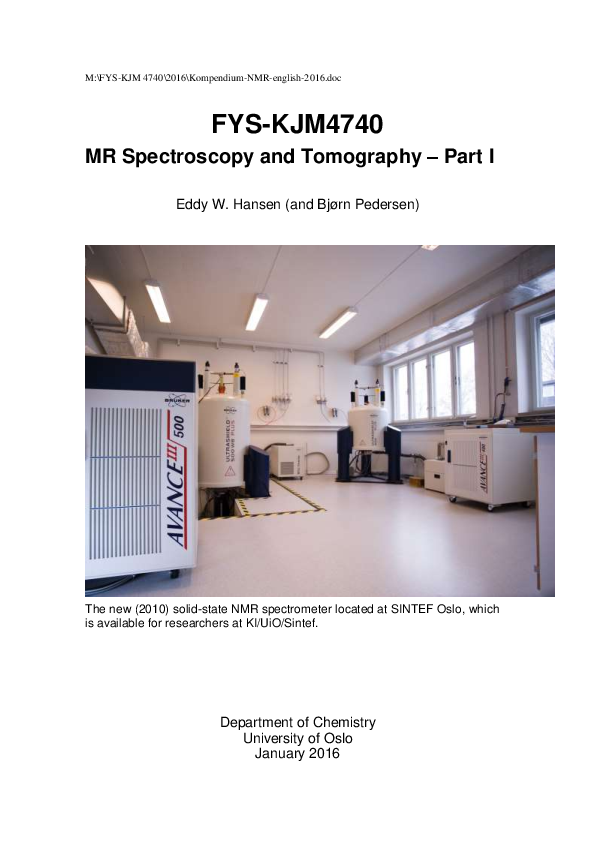 (PDF) MR Spectroscopy and Tomography - Part I