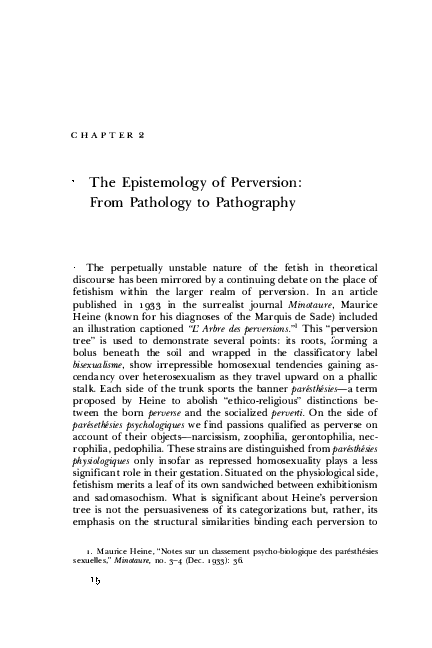 (PDF) CHAPTER 2. The Epistemology of Perversion: From Pathology to ...