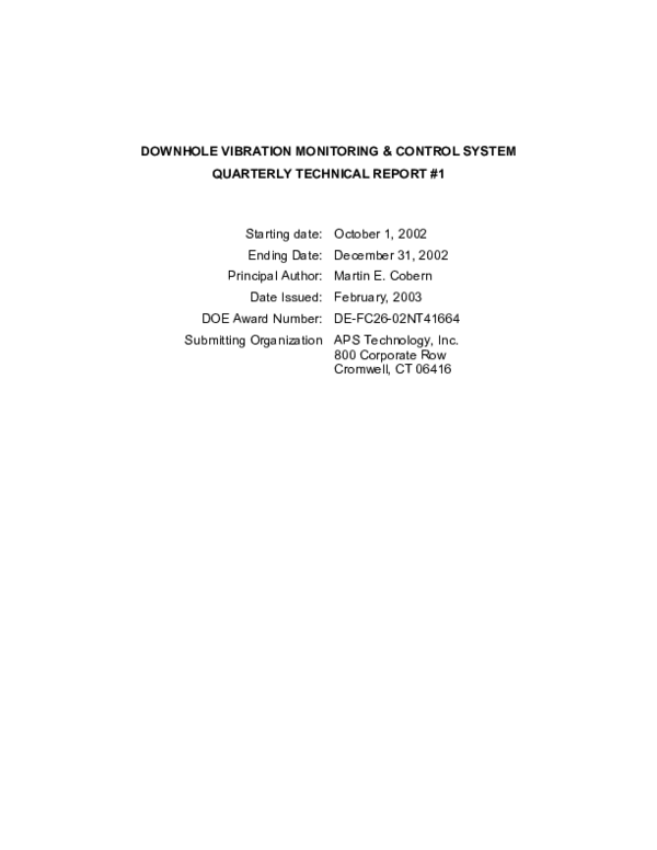 (PDF) Downhole Vibration Monitoring and Control System
