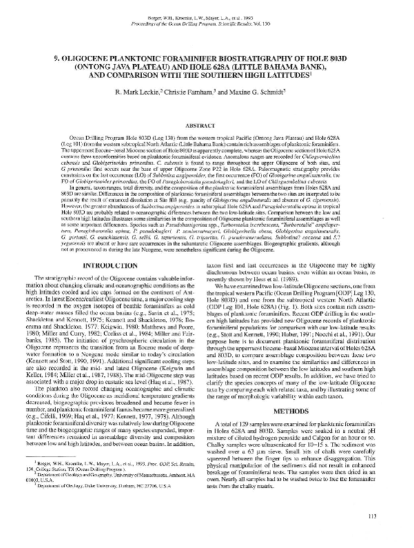 (PDF) Oligocene planktonic foraminifera from the Ontong Java Plateau