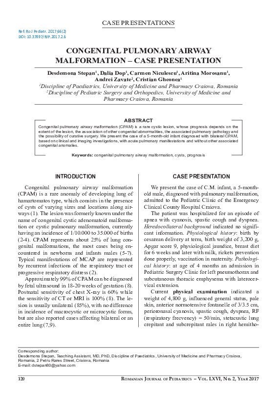 (PDF) Congenital Pulmonary Airway Malformation – Case Presentation