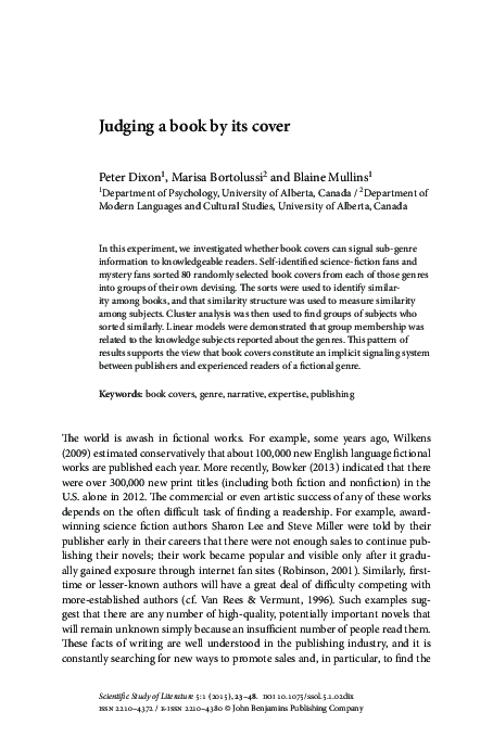 (PDF) Judging a book by its cover