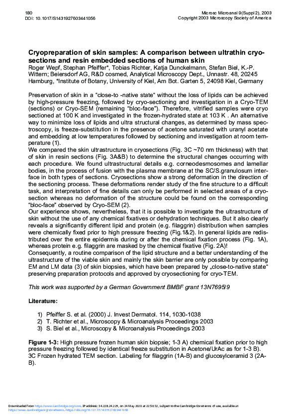 (PDF) Cryopreparation of skin samples: A comparison between ultrathin ...