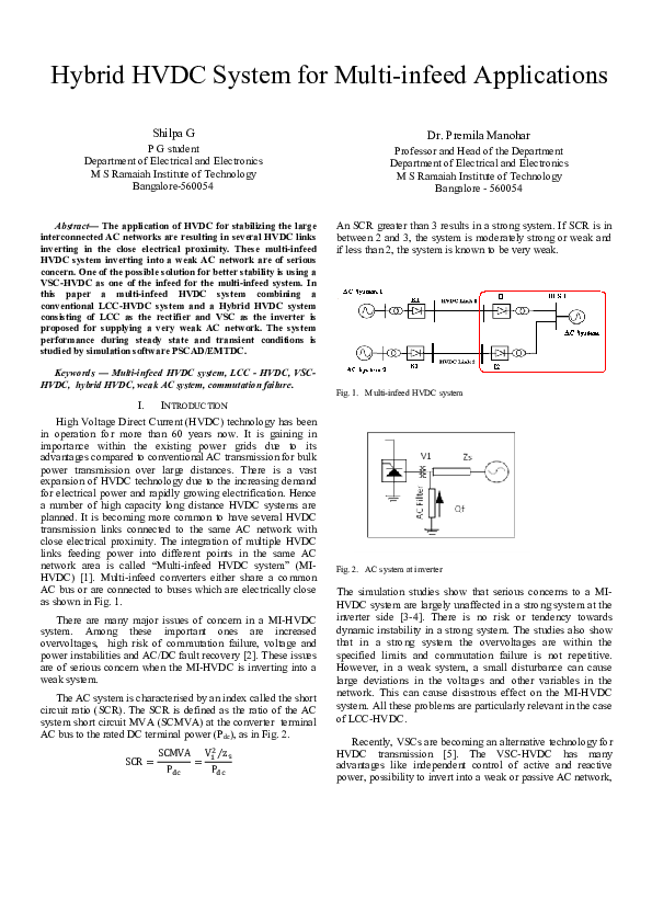 (PDF) Hybrid HVDC system for multi-infeed applications | Dr. Premila ...