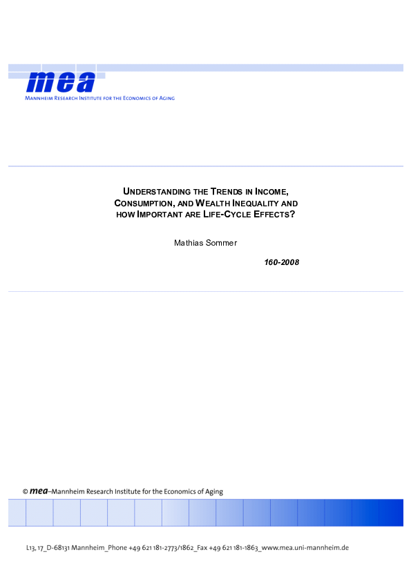 (PDF) Understanding the Trends in Income, Consumption and Wealth ...