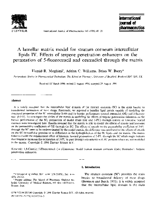 (PDF) A lamellar matrix model for stratum corneum intercellular lipids ...