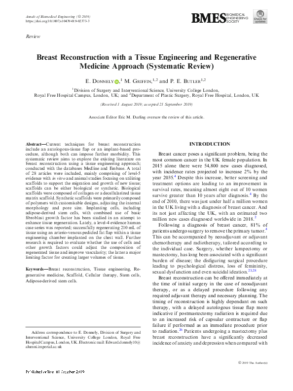 (PDF) Breast Reconstruction with Tissue Engineering and Regenerative ...