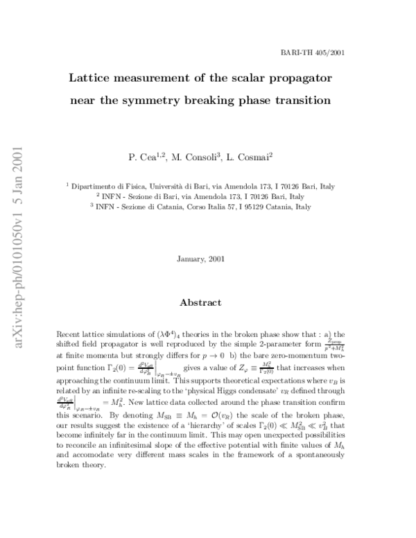 (PDF) Scalar Propagator Near Phase Transition