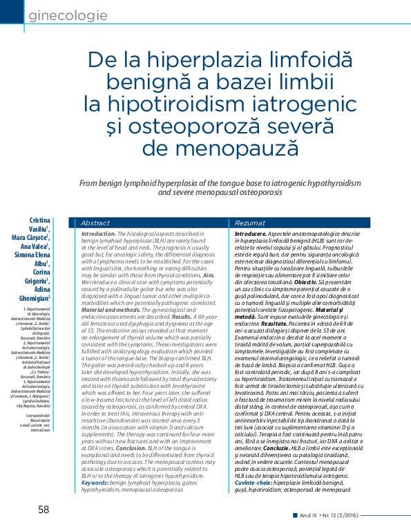 (PDF) De la hiperplazia limfoidă benignă a bazei limbii la ...