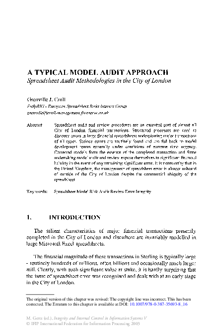(PDF) A Typical Model Audit Approach