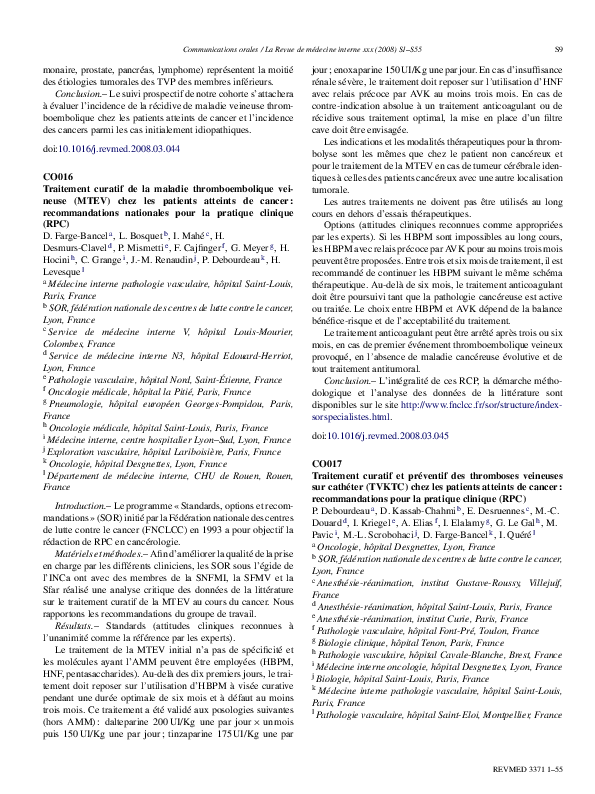 (PDF) Traitement curatif et préventif des thromboses veineuses sur ...