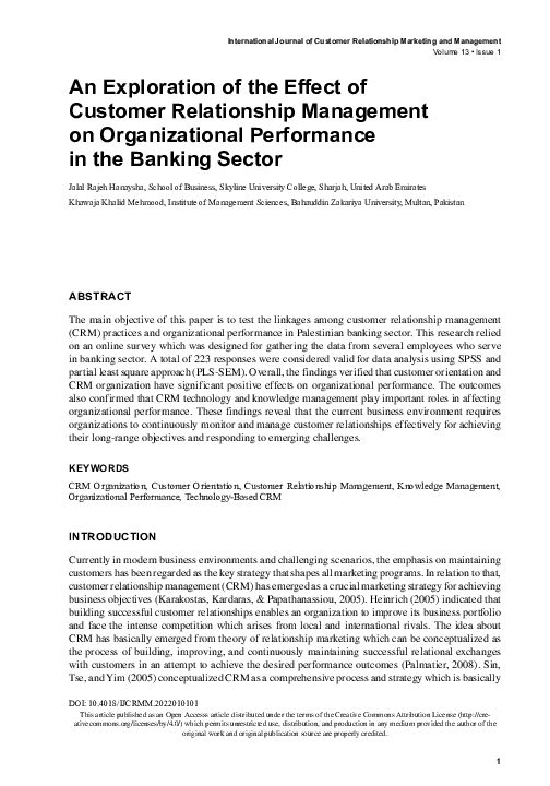 (PDF) An Exploration of the Effect of Customer Relationship Management ...