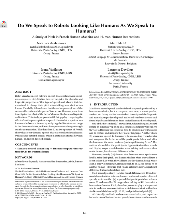 (PDF) Do We Speak to Robots Looking Like Humans As We Speak to Humans ...