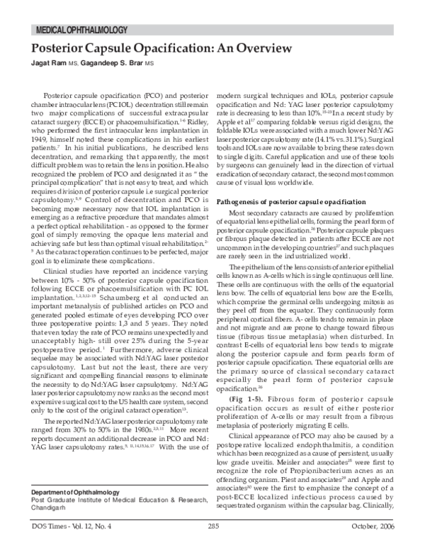 (PDF) With the use of Posterior Capsule Opacification : An Overview