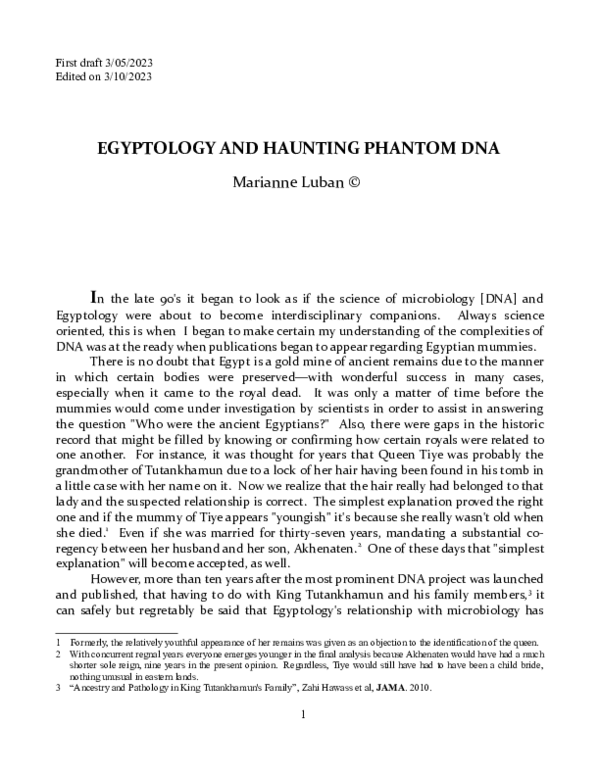 (PDF) EGYPTOLOGY AND HAUNTING PHANTOM DNA