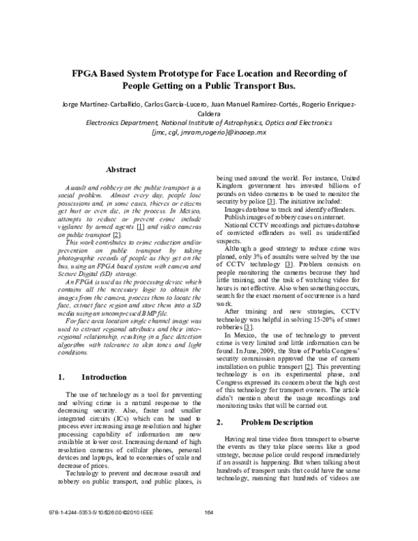 Pdf Fpga Based System Prototype For Face Location And Recording Of