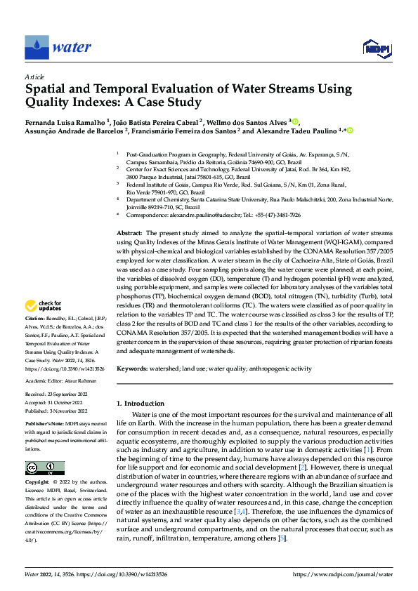 (PDF) Spatial and Temporal Evaluation of Water Streams Using Quality Indexes: A Case Study