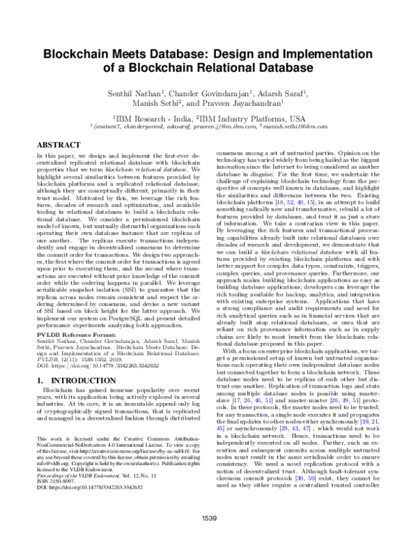 (PDF) Blockchain Meets Database: Design and Implementation of a ...