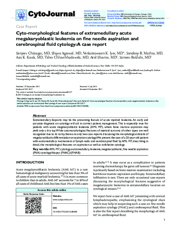 (PDF) Cyto-morphological features of extramedullary acute ...