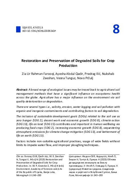 (PDF) Restoration and Preservation of Degraded Soils for Crop Production