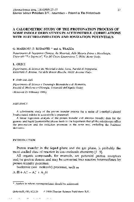 (PDF) A calorimetric study of the protonation process of some indole ...