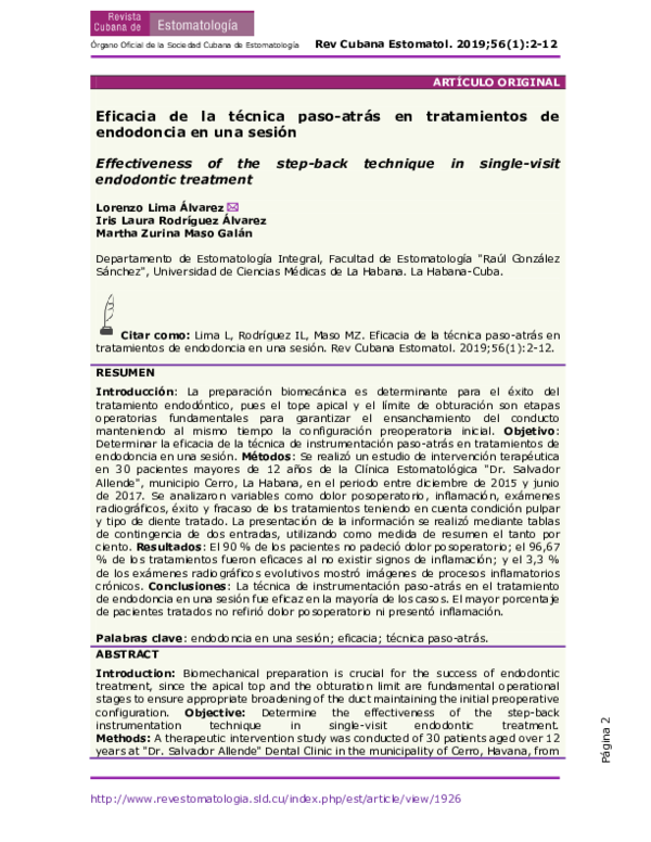 (PDF) Effectiveness of the step-back technique in single-visit ...