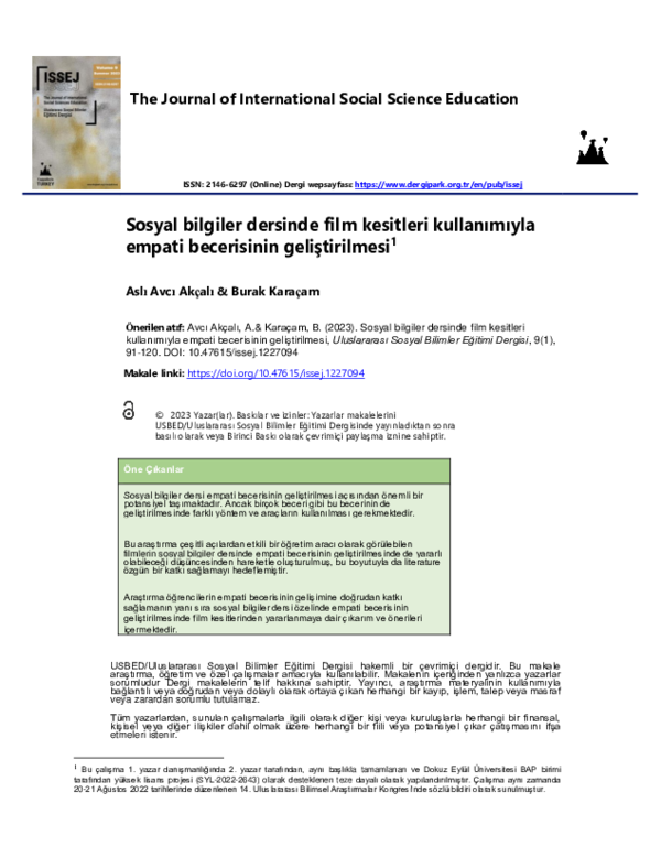(PDF) Developing empathy skills with the use of movie sections in ...