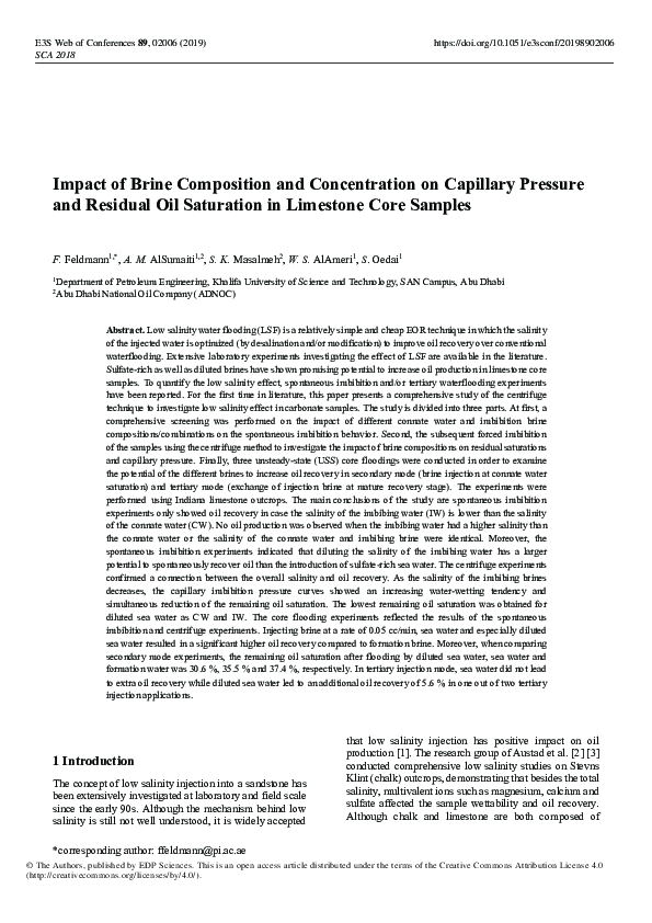 (PDF) Impact of Brine Composition and Concentration on Capillary ...