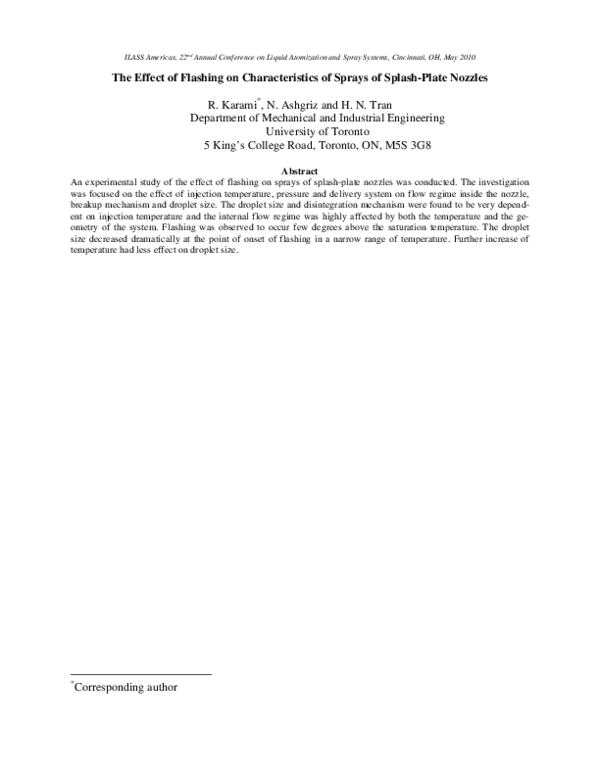 (PDF) The Effect of Flashing on Characteristics of Sprays of Splash ...