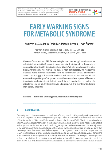 (PDF) Early warning signs for metabolic syndrome