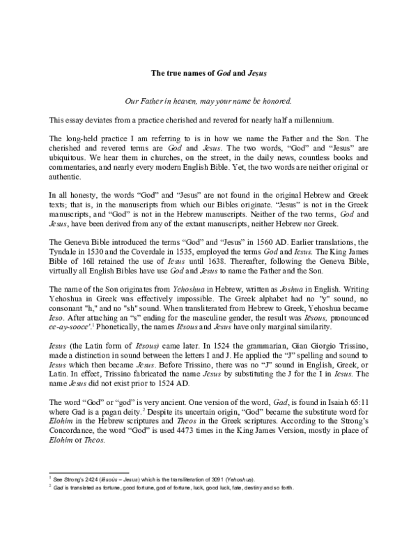 (DOC) The true names of God and Jesus