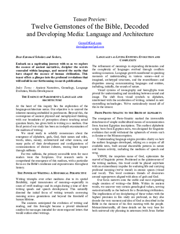 (PDF) Teaser Preview: 'Twelve Gemstones of the Bible, Decoded,' and ...