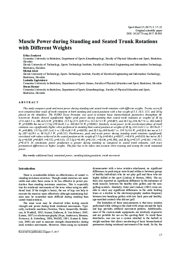 (PDF) Muscle Power during Standing and Seated Trunk Rotations with ...