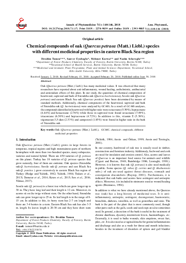 (PDF) Chemical compounds of oak (Quercus petraea (Matt.) Liebl ...