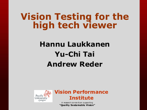 (PDF) Vision testing for the high tech viewer