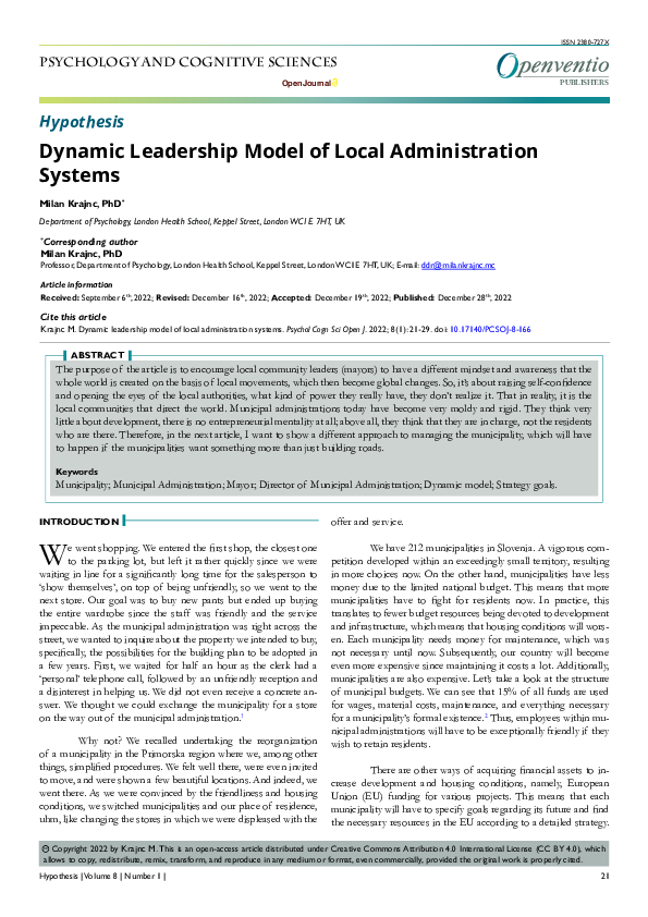 (PDF) Dynamic Leadership Model of Local Administration Systems