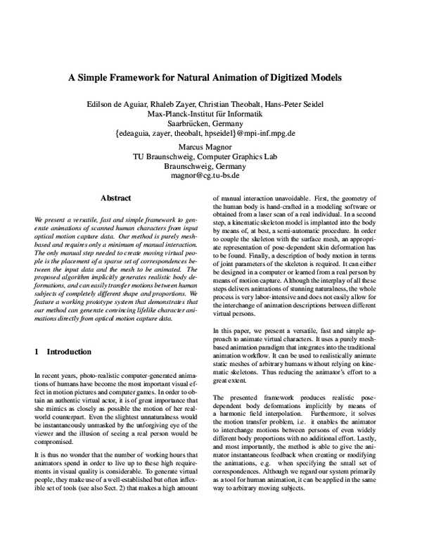 (PDF) A Simple Framework for Natural Animation of Digitized Models