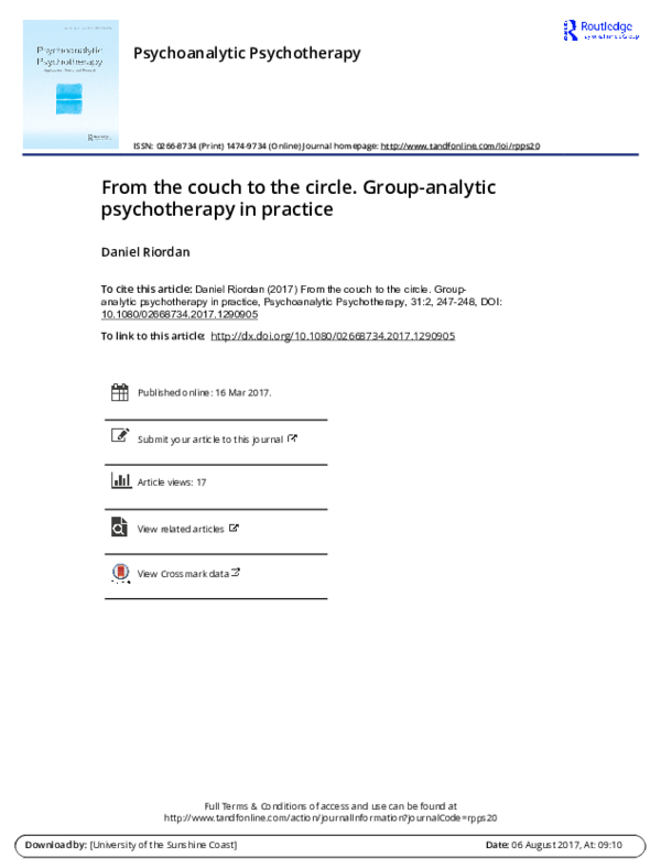 (PDF) From the Couch to the Circle. Group-Analytic Psychotherapy in Practice