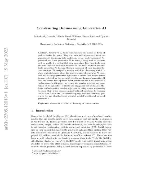 (PDF) Constructing Dreams using Generative AI
