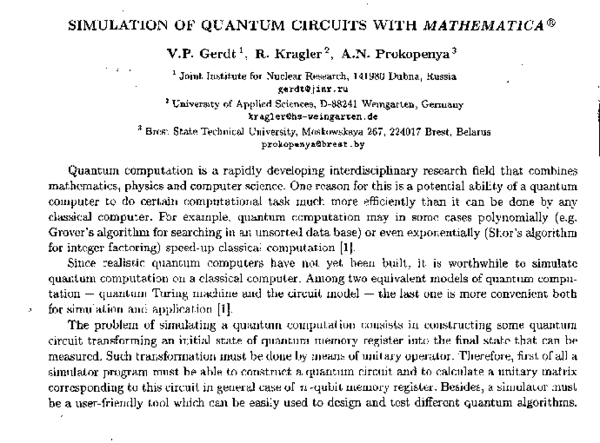 (PDF) Simulation of quantum circuits with Mathematica