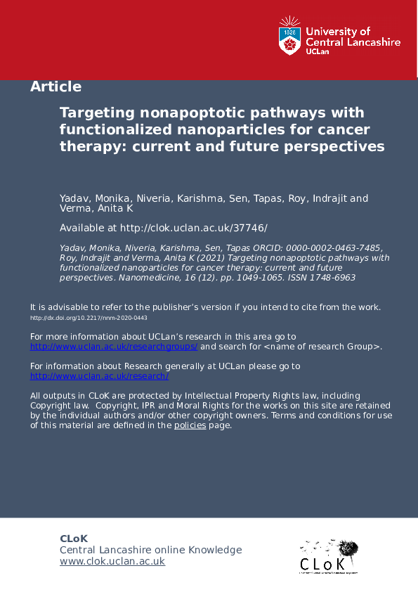 (PDF) Targeting nonapoptotic pathways with functionalized nanoparticles for cancer therapy ...