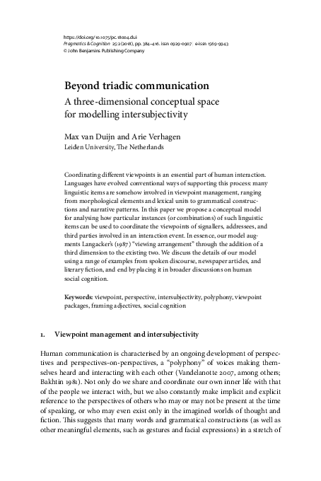 (PDF) Beyond triadic communication