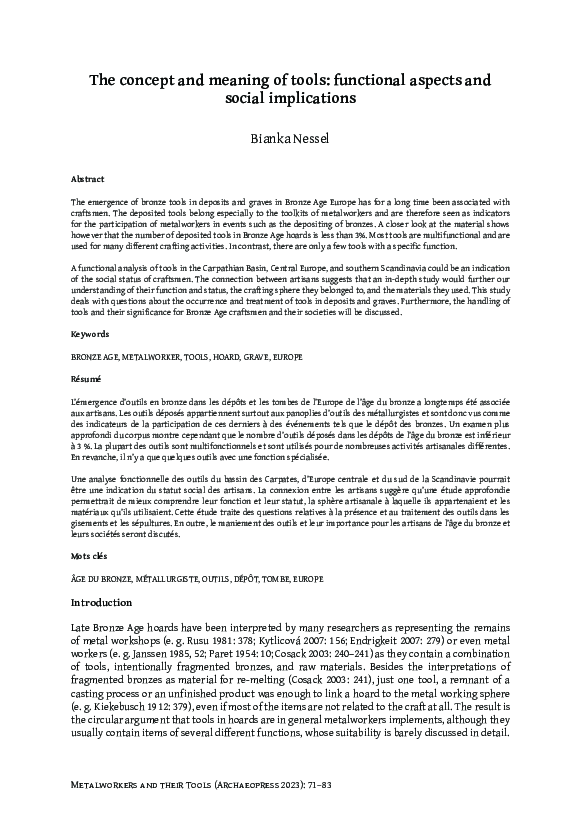 (PDF) The concept and meaning of tools: functional aspects and social ...