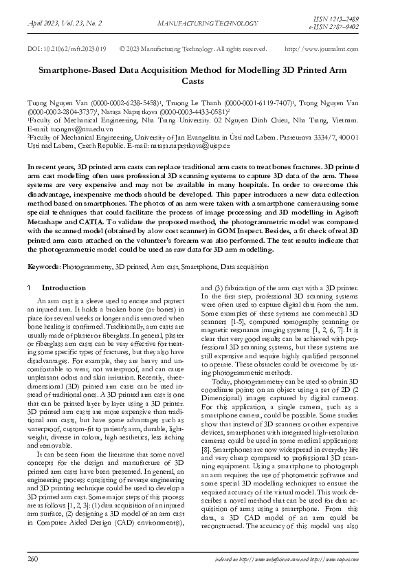 (PDF) Smartphone-based Data Acquisition Method for Modelling 3D Printed Arm Casts