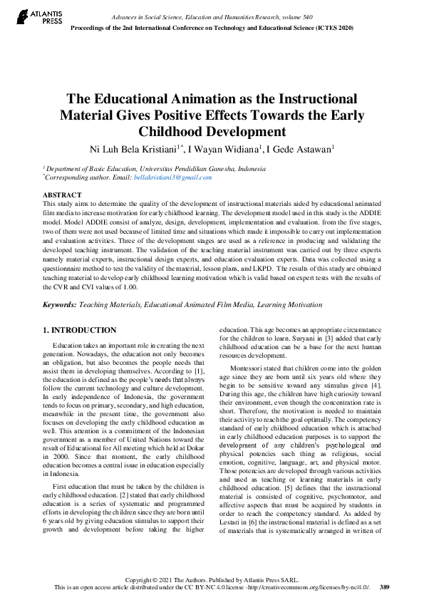 (PDF) The Educational Animation as the Instructional Material Gives ...