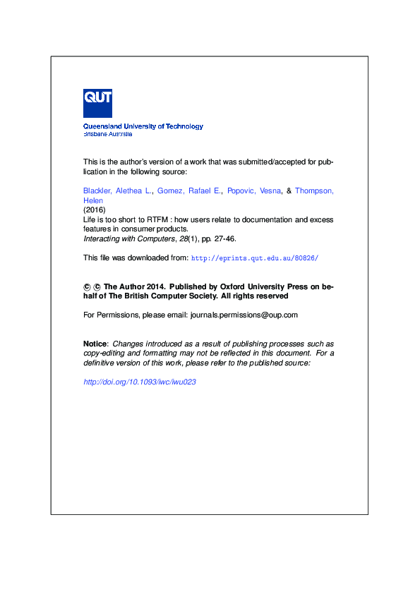 (PDF) Life Is Too Short to RTFM: How Users Relate to Documentation and ...