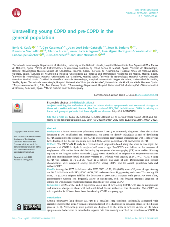 (PDF) Unravelling young COPD and pre-COPD in the general population