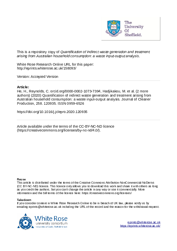 (PDF) Quantification of indirect waste generation and treatment arising ...