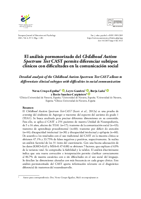 (PDF) El análisis pormenorizado del Childhood Autism Spectrum Test CAST ...