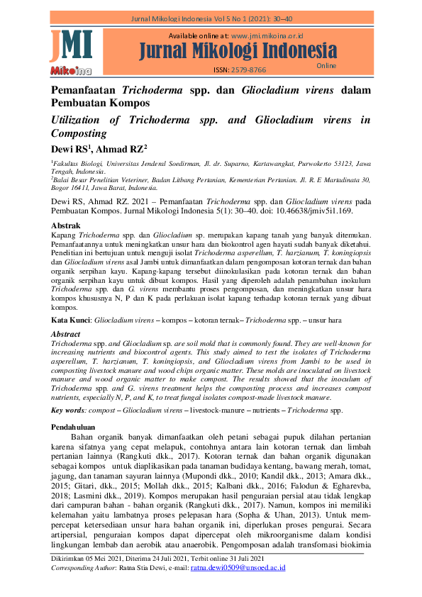 (PDF) Pemanfaatan Trichoderma spp. dan Gliocladium virens dalam ...